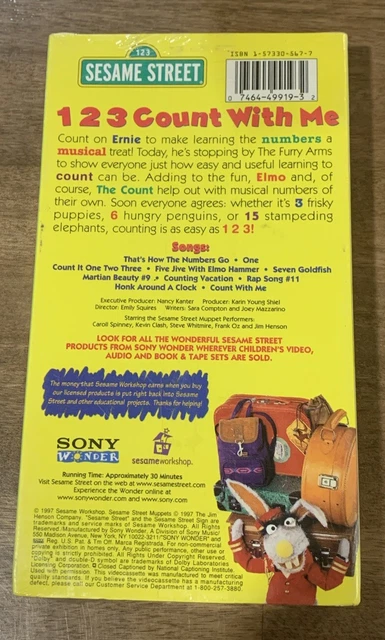 SESAME STREET 123 Count With Me VHS 1997 BRAND NEW SEALED! $24.79 ...