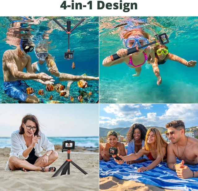 FLOATING HAND GRIP Selfie Stick Tripod Compatible with Action Camera ...