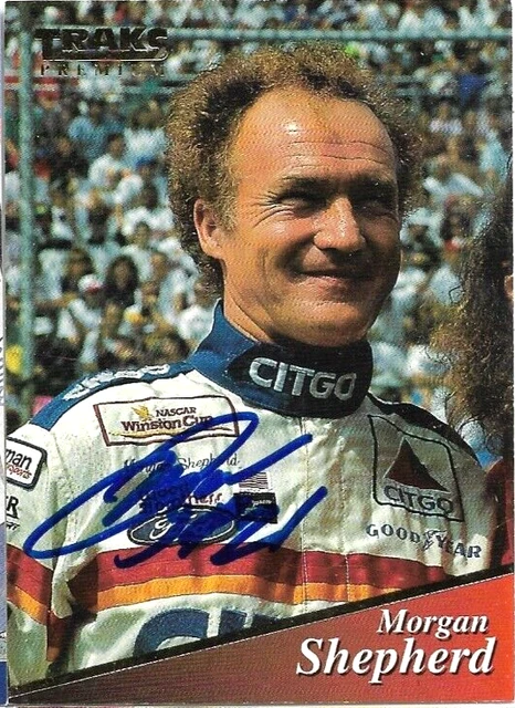 @@NASCAR MORGAN SHEPHERD signée 1994 TRAKS PREMIUM carte de course auto ...