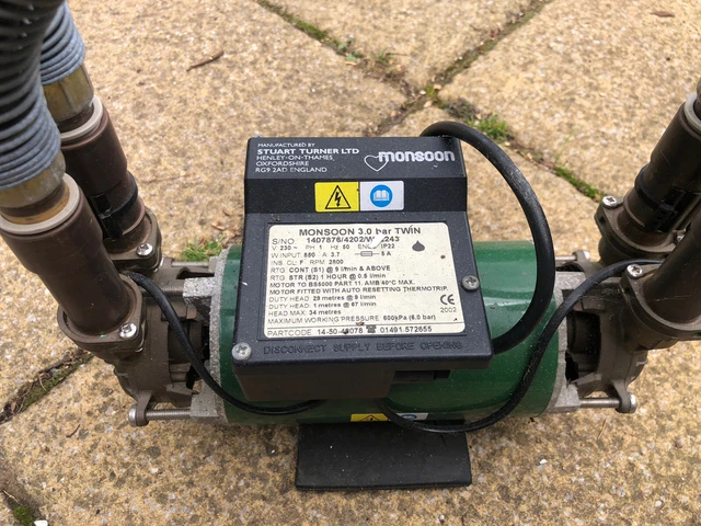 STUART TURNER MONSOON 3 Bar Twin Shower Pump £25.00 - PicClick UK