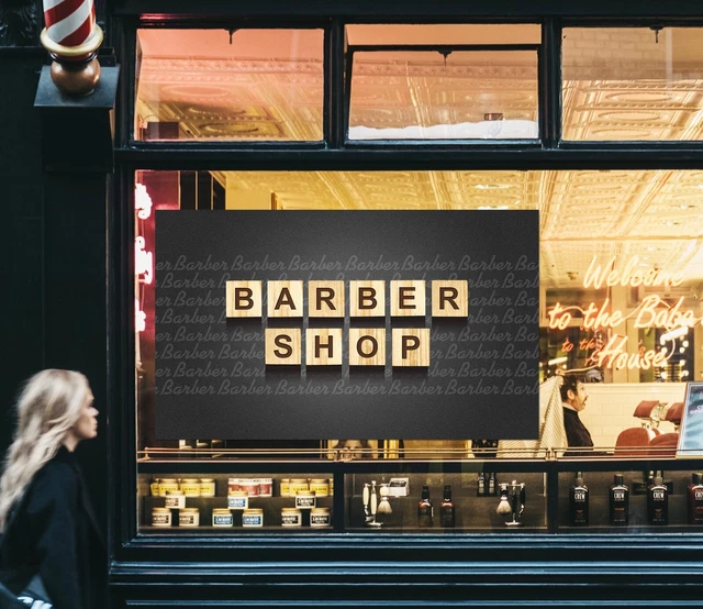 3D MAN HAIR Cut G35 Barber Shop Window Stickers Vinyl Wall Mural Decals ...