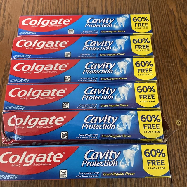 COLGATE CAVITY PROTECTION Toothpaste Fluoride - 4 Ounce 6 Tubes $13.00 ...