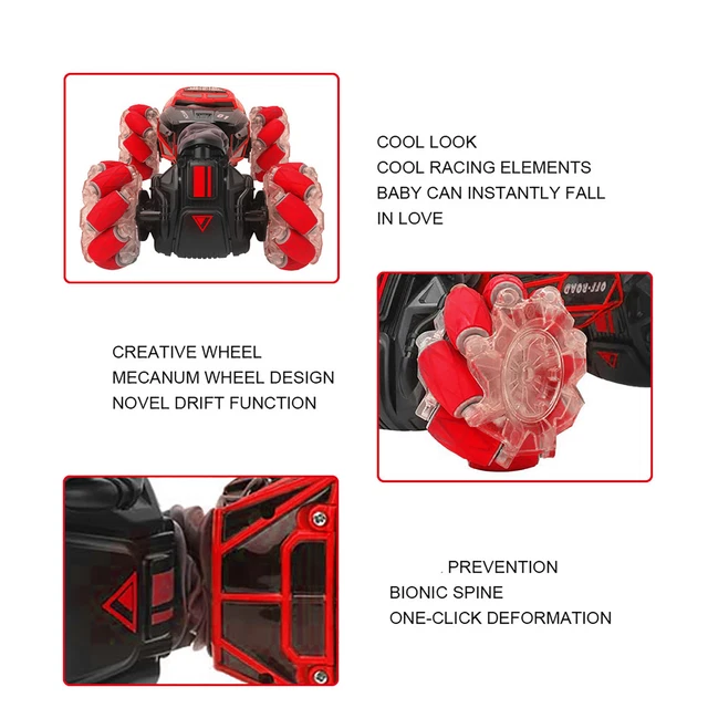 (RED)ELECTRIC REMOTE CONTROL 4-Wheel Stunt Car Toy Sensor 1:16 UD21 SS ...