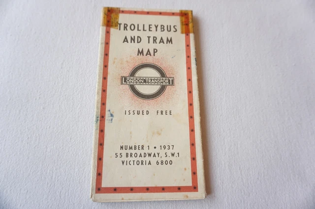 1937 NO 1 Trolleybus & Tram Map London Transport Bus Underground £14.99 ...