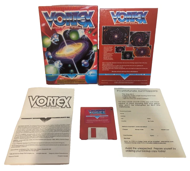 VORTEX 1989 3.5& Floppy Disc P.C. Big Box Game Visionary Design Tech ...