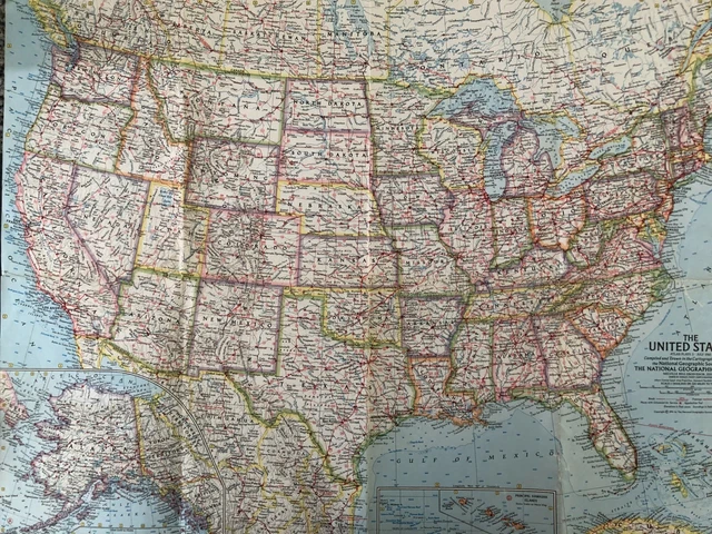 MAP OF THE United States. Classic National Geographic Map From 1961. £9 ...