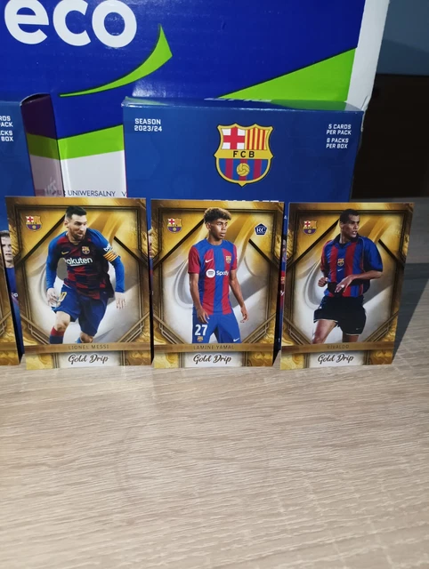 LIONEL MESSI LAMINE Yamal Gold Drip Pack 5Cards Topps FC Barcelona Team ...