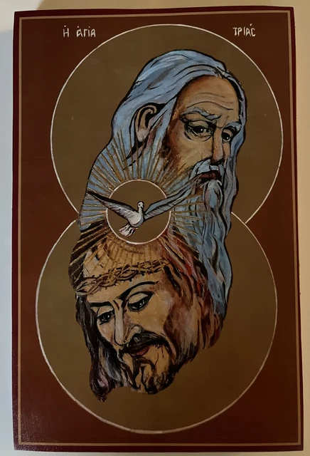 THE HOLY TRINITY Father Son and Holy Spirit Icon on 5" Wood Wall Cross ...