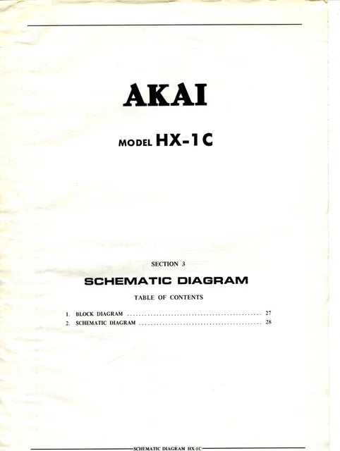 AKAI MODEL HX-1C Cassette Deck Schematic Diagram £11.19 - PicClick UK