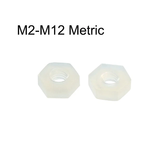 M2-M12 METRIC THREAD Nylon Hexagon Nuts Hex Nut Locknut White EUR 12,74 ...