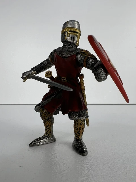 SCHLEICH GERMANY RED Medieval Knight Figurine Army 4" Figure with Sword ...