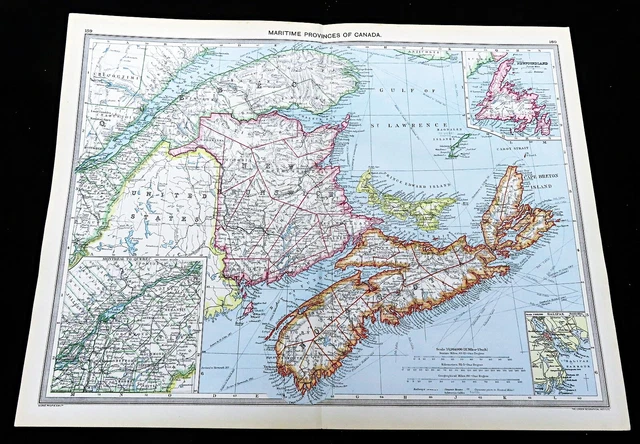 ANTIQUE MAP OF the Maritime Provinces of Canada Newfoundland Halifax ...