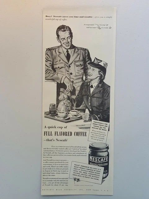 1944 NESCAFE INSTANT Coffee WWII Military Vintage Magazine Print Ad £9. ...