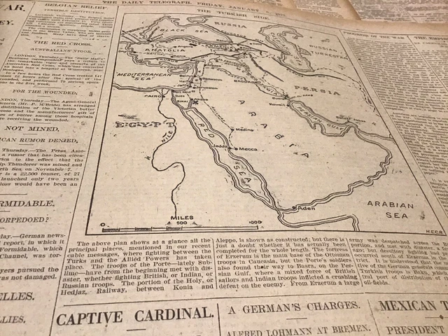 OLD NEWSPAPER 1915 wwi anzacs turkish war map hurstville broken hill ...