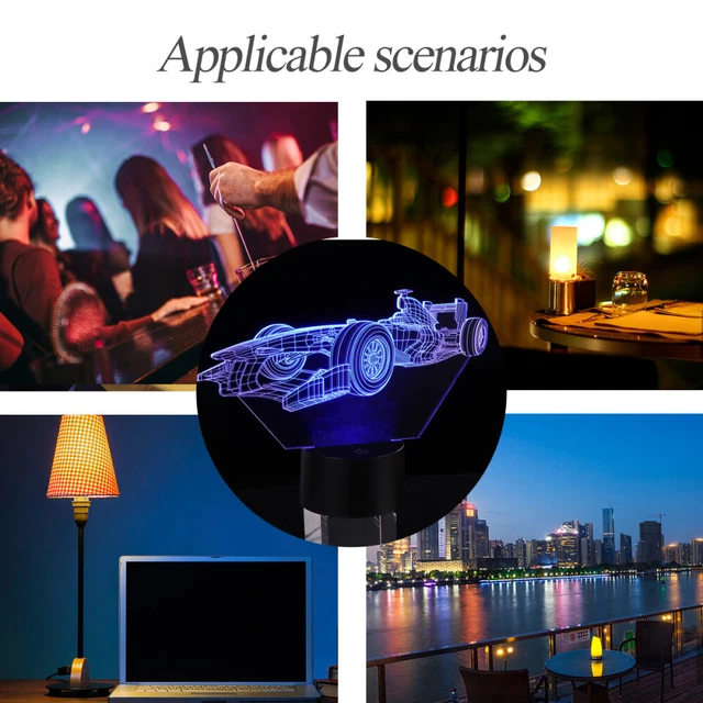 3D VISUAL ILLUSION Led 3d Optical Light Race Car Lamp 3d Illusion Night ...