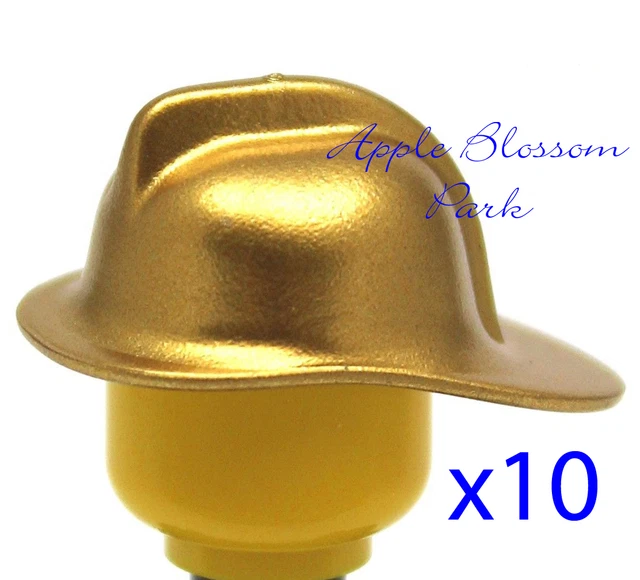 LEGO LOT/10 FIRE Fighter Minifig Metallic GOLD HELMET Minifigure Fire ...