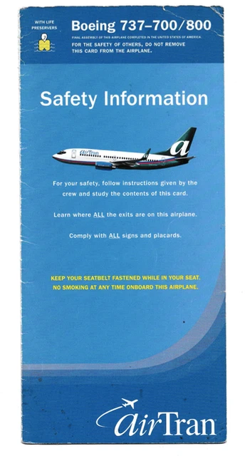 SAFETY CARD AIR Tran Boeing 737-700/800 EUR 6,99 - PicClick FR