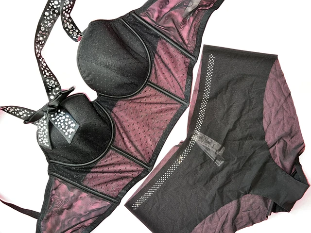 VICTORIA'S SECRET LONG 36C Soutien-Gorge Ensemble+Jarretière Ceinture ...