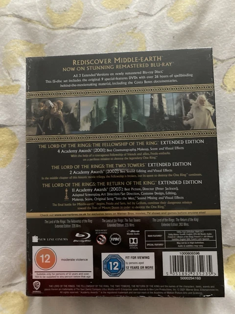 LORD OF THE Rings Extended Remastered Blu Ray Trilogy Boxset New Sealed ...