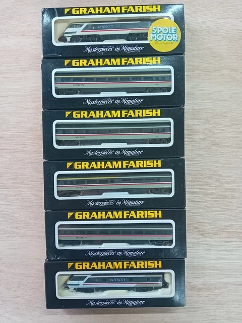 N GAUGE GRAHAM Farish Class 91 + DVT + 4 coaches 8807,0857,0837,0847 ...