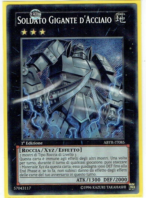 CARTA YU-GI-HO ABYR Soldato Gigante D'acciaio It085 Rara Segreta 1°Ed ...