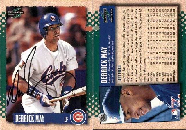 CARTE DERRICK MAY signée 1995 score #334 Chicago Cubs Auto AU EUR 2,00 ...