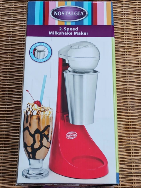 NOSTALGIA TWO-SPEED ELECTRIC Milkshake Maker with Stainless Mixing Cup ...