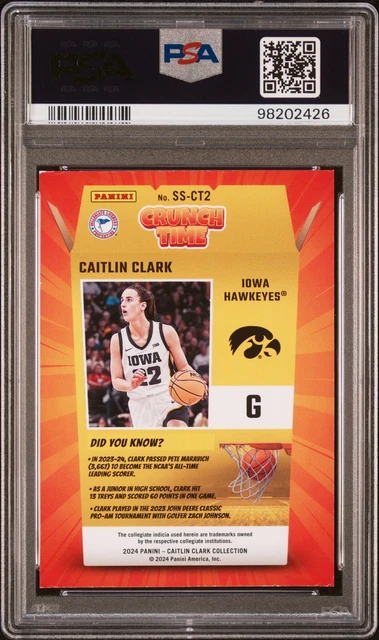 2024 PANINI CAITLIN Clark Coll Crunch Time Metalized #Ssct2 Caitlin ...