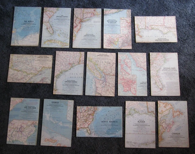 NATIONAL GEOGRAPHIC MAGAZINE Maps X 51 - 1950'S , 60'S & 1 X 70'S £40. ...