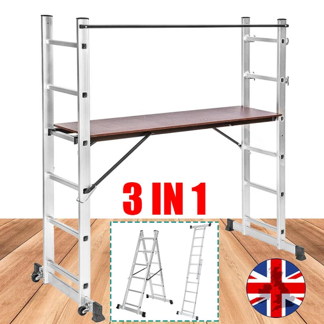 3 WAY COMBINATION Ladder Scaffold Multi Purpose Aluminium Ladder Work ...