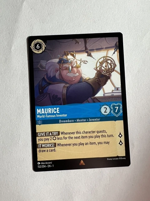 DISNEY LORCANA - Maurice World Famous Inventor Rare 152/204 Non Foil ...