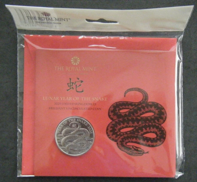 2025 LUNAR YEAR of the Snake UK £5 BU Coin in Royal Mint Sealed Pack - in stock £19.69 - PicClick UK
