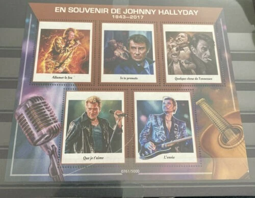 TRÈS BEAU FEUILLET de vignettes de Johnny Halliday gommé neuf EUR 3,90 ...