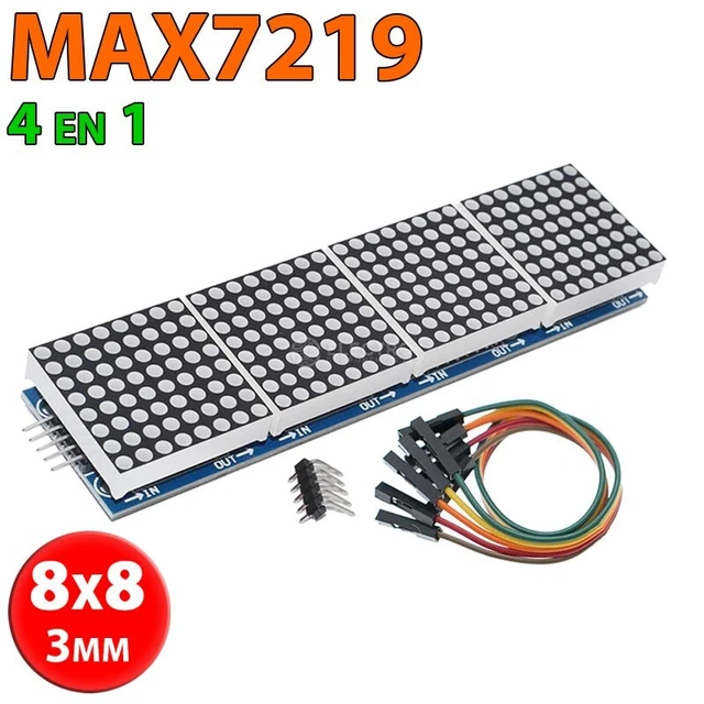 MODULO 4 EN 1 MAX7219 Matriz LED 8x8 ROJO matrix 256 led Dot Matrix EUR 9,29 - PicClick IT
