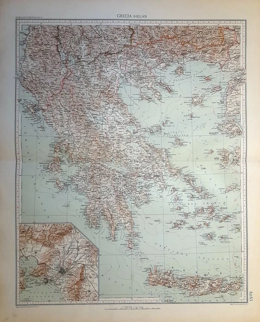 ANCIENT MAP GREECE BETWEEN WORLD WAR 1 AND 2 1927 Antique map £36.74 ...