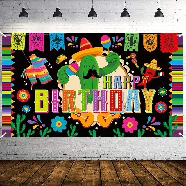 FIESTA HAPPY BIRTHDAY Backdrop Banner XtraLarge Mexico Cinco De Mayo ...
