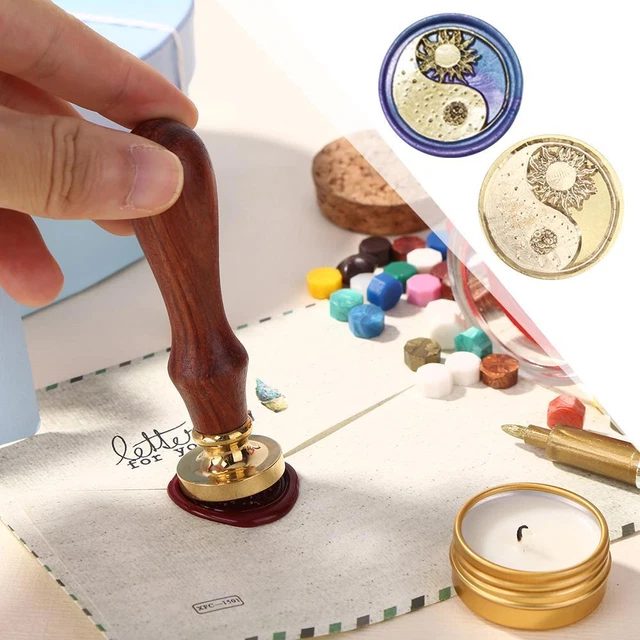 WAX SEAL STAMP Retro Round Star Moon Sealing Wax Dedicated Copper Head ...