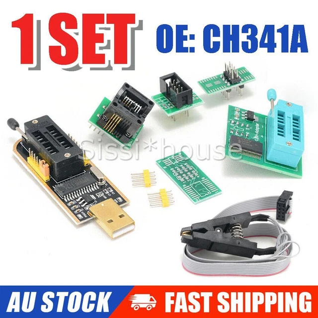 CH341A 24/25 SERIES EEPROM Flash BIOS USB Programmer+SOIC8 Chip IC ...