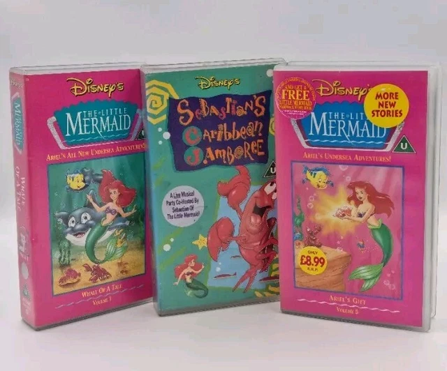 LITTLE MERMAID VHS PAL Video Bundle X3 Disney Tapes Ariel & Sebastian ...