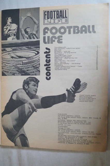 FOOTBALL LIFE 1975 VFL Magazine Great Vintage Facts Photos and Info ...
