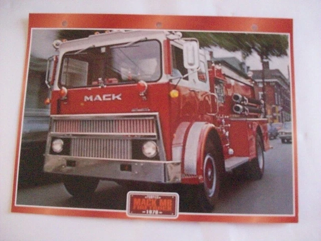 CARTE FICHE CAMION Pompier Mack Mb Firetruck 1976 EUR 2,50 - PicClick FR