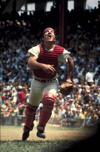 CINCINNATI REDS JOHNNY Bench in action fielding vs Los Angeles Dod- Old ...