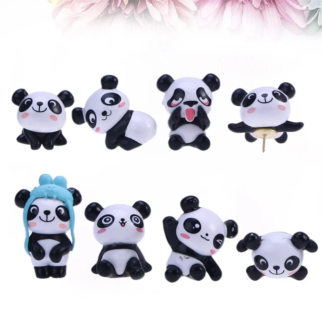 8 PCS PANDA Plastic Thumbtacks Cartoon Drawing Pin Push Pin Set for ...
