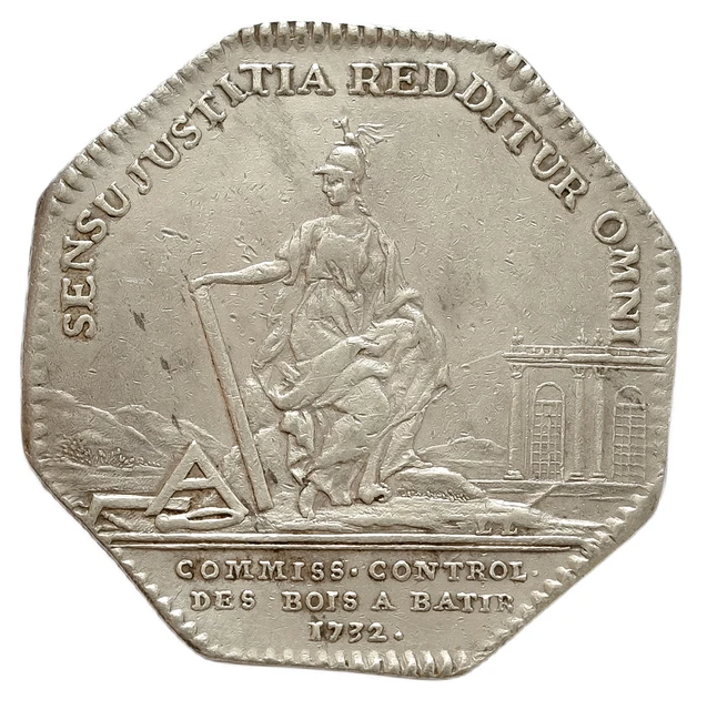 FRANCE 1732 LOUIS XV BUILDING WOOD INSPECTORS SILVER JETON 31mm 7,64g £ ...