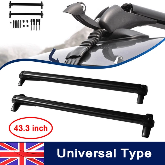 UK UNIVERSAL ALUMINIUM Top Roof Rack Cross Bar 43.3" Luggage Carrier w ...