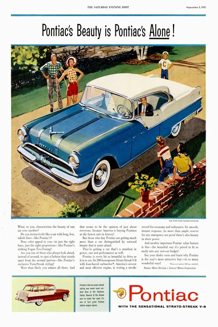 PONTIAC 1955 POSTER 🌟 Vintage Ad Art - 24x36” - Hi-Res💎 Print - 200 GSM ...
