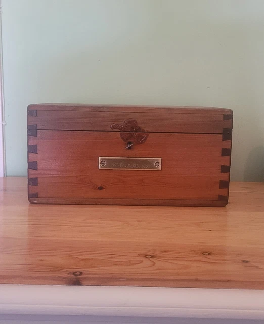 ANTIQUE PINE DITTY Box - Royal Navy- With Key £54.99 - PicClick UK