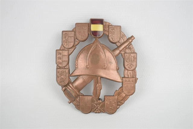 VINTAGE SOLID COPPER & Enamel Austrian Firefighting Badge Pin Coat of ...