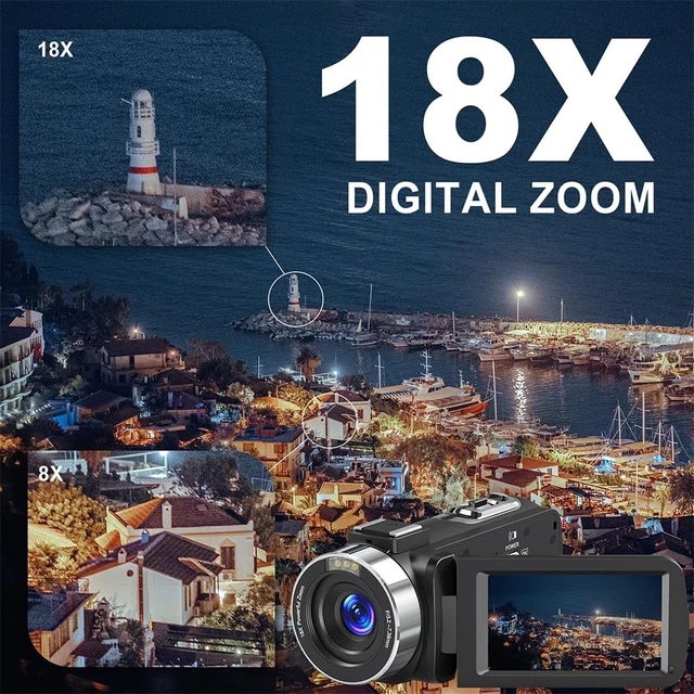 18X DIGITAL ZOOM Video Camera 64MP 8K UHD Night Vision SD Card 2 ...