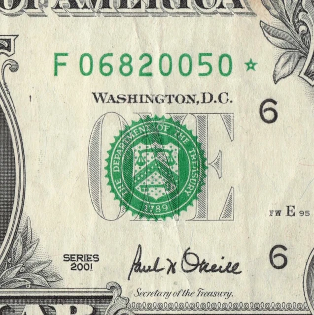 F STAR NOTE One Dollar Bill F06820050* Atlanta Pack Note Print £3.73 ...